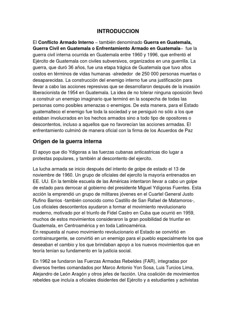 Guerra Civil en Guatemala: Causas y Consecuencias | PDF | Guatemala ...