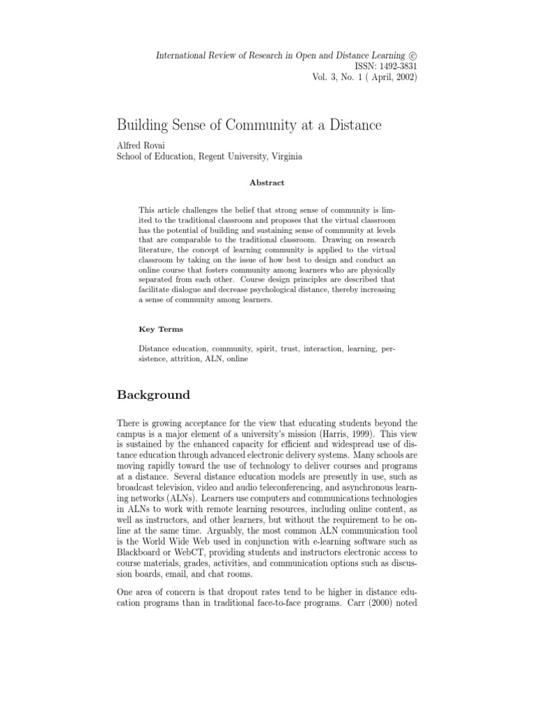 Building Community in Online Learning | PDF | Educational Technology ...