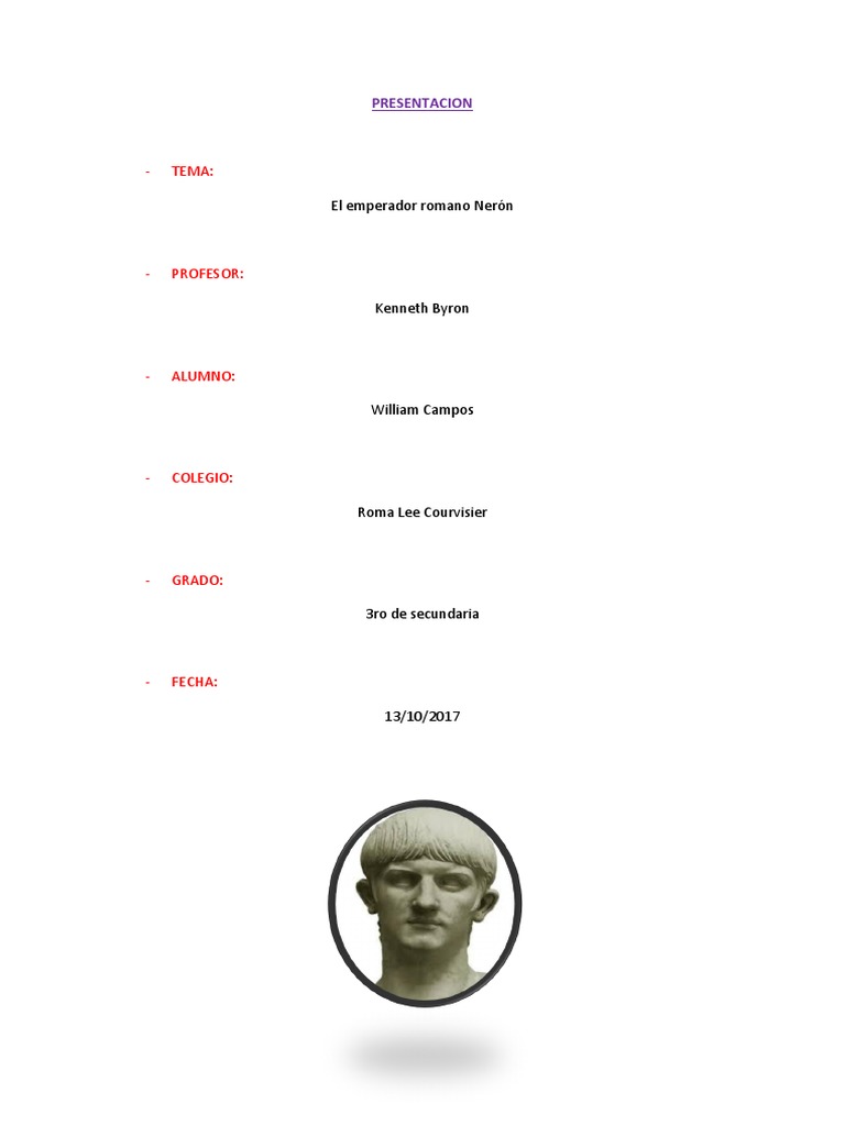 Nerón Fue Emperador Romano Desde El Año 54 Al 68 D | PDF | Nerón | Judios