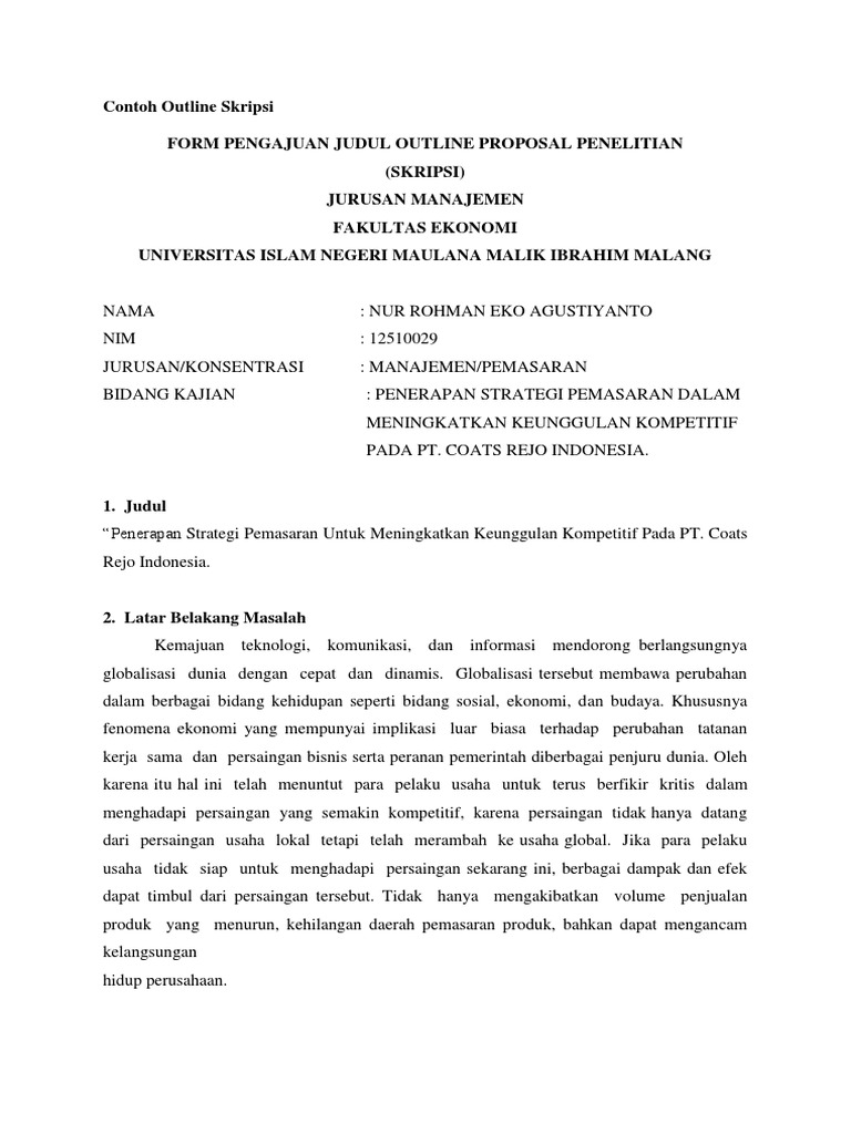 Contoh Outline Skripsi | PDF