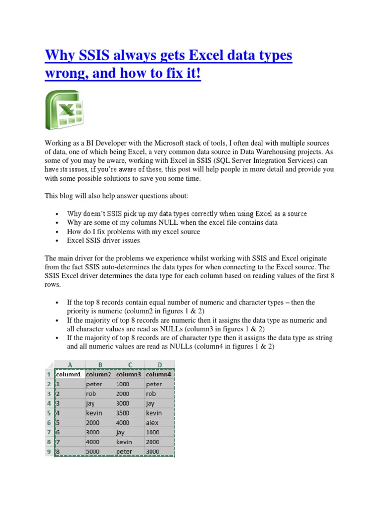Why SSIS Always Gets Excel Data Types Wrong | PDF | Windows Registry ...