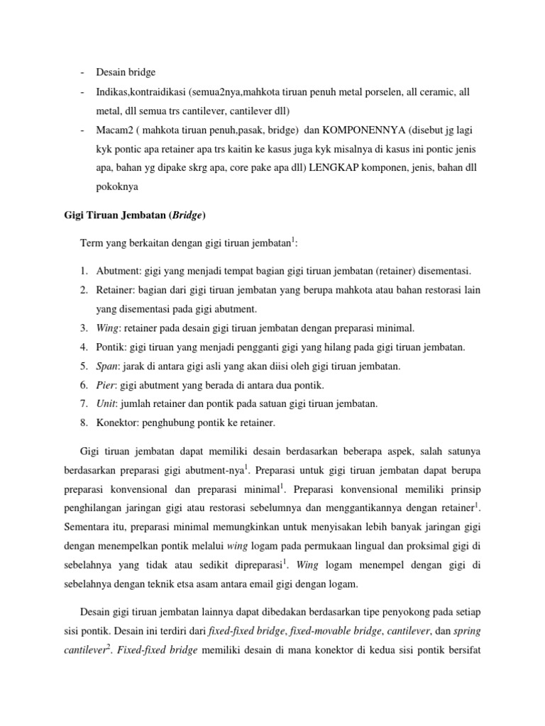 Desain Gigi Tiruan Jembatan Lengkap | PDF