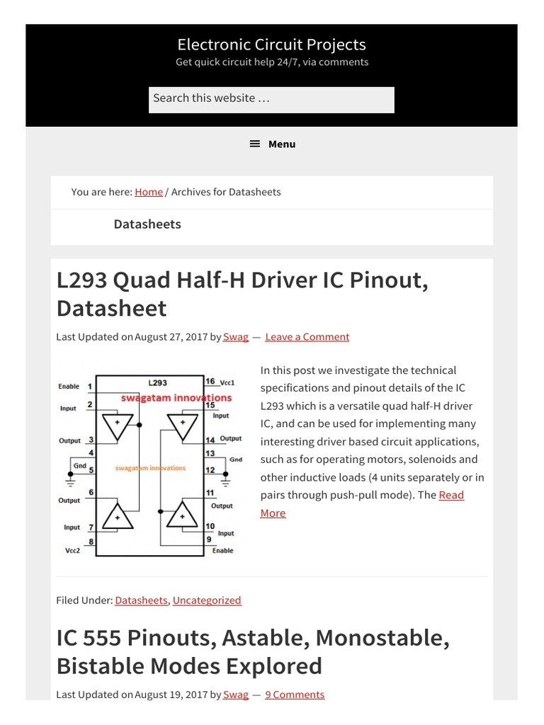 Datasheets Archives Electronic Circuit Projects | PDF | Operational ...