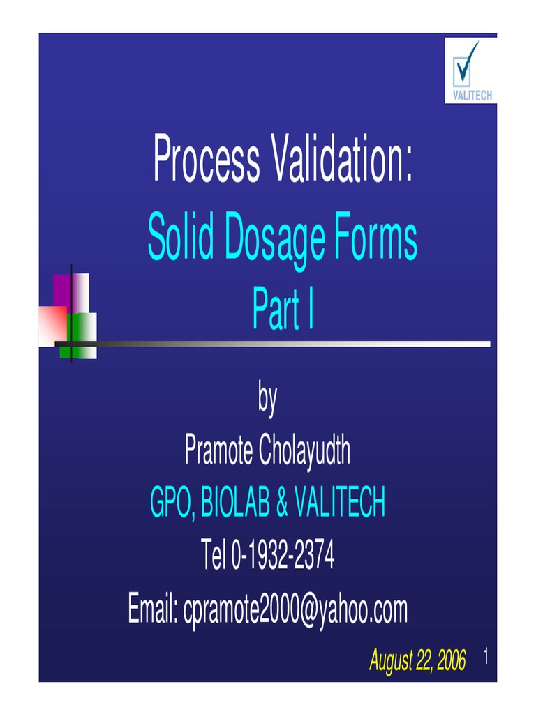 Process Validation - SDF - 1 - FDA PDF | PDF | Tablet (Pharmacy ...