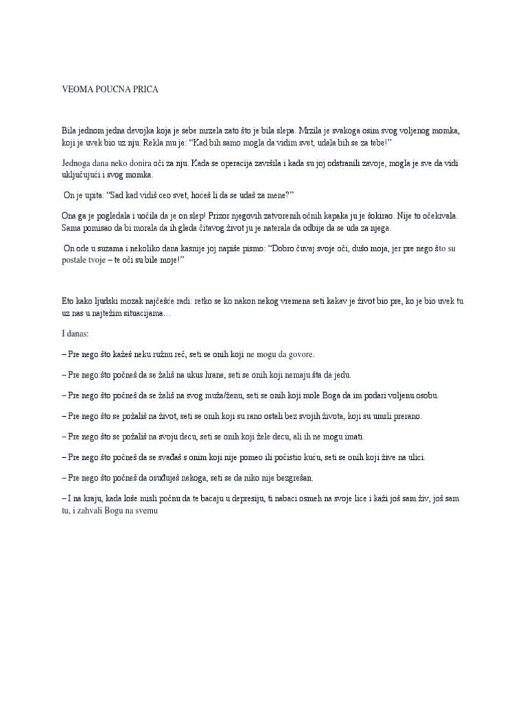 Slepa Zena Poucna Prica | PDF