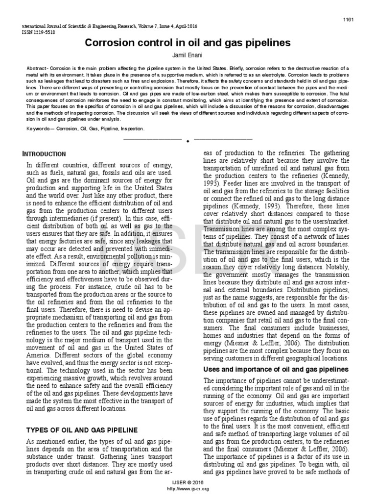 Corrosion Control in Oil and Gas Pipelines | PDF | Pipeline Transport ...