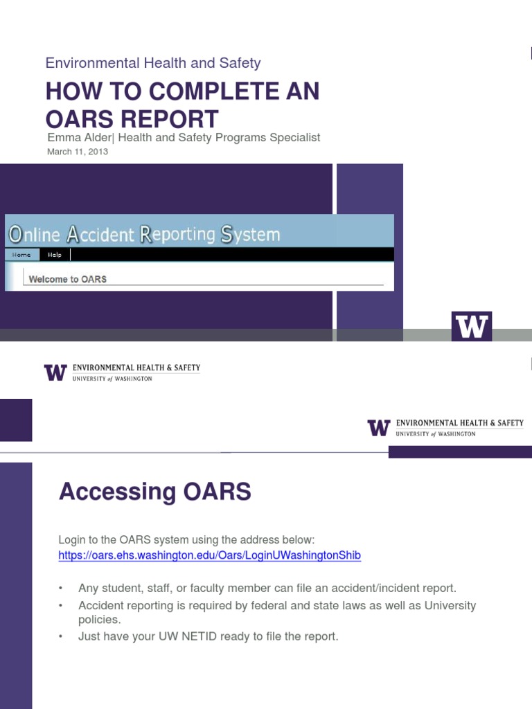 How To Complete An Oars Report | PDF | Occupational Safety And Health ...