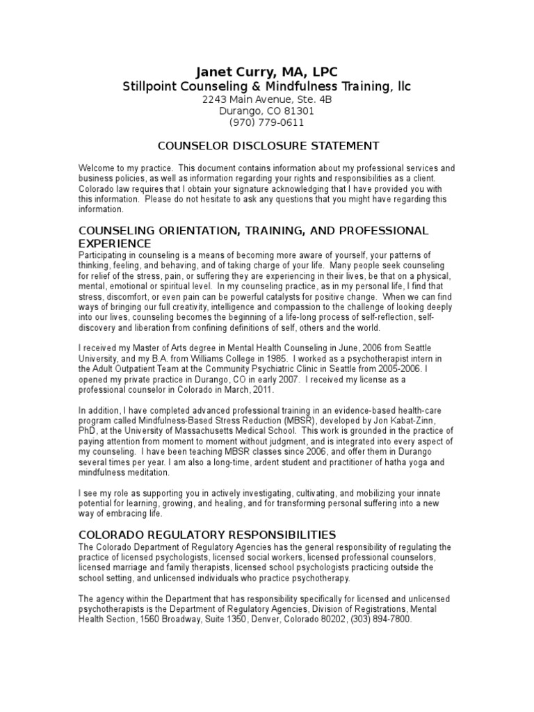 Client Rights and Responsibilities Form | PDF | Psychotherapy ...