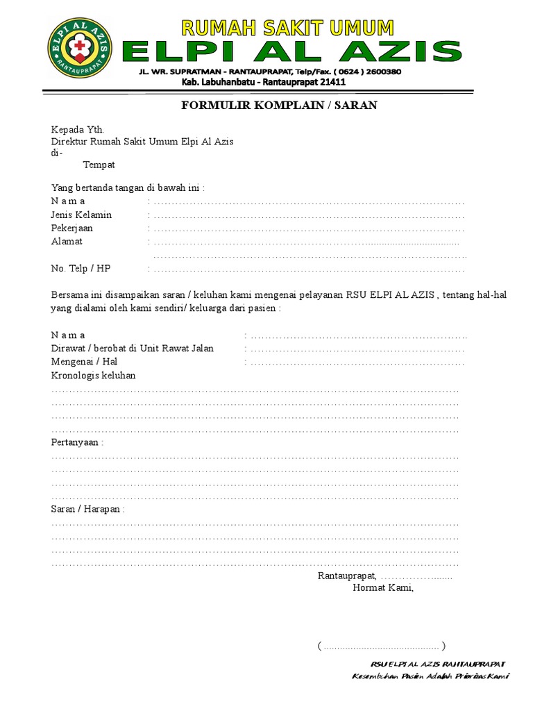 Form. Komplain (Saran) (1) Ok | PDF