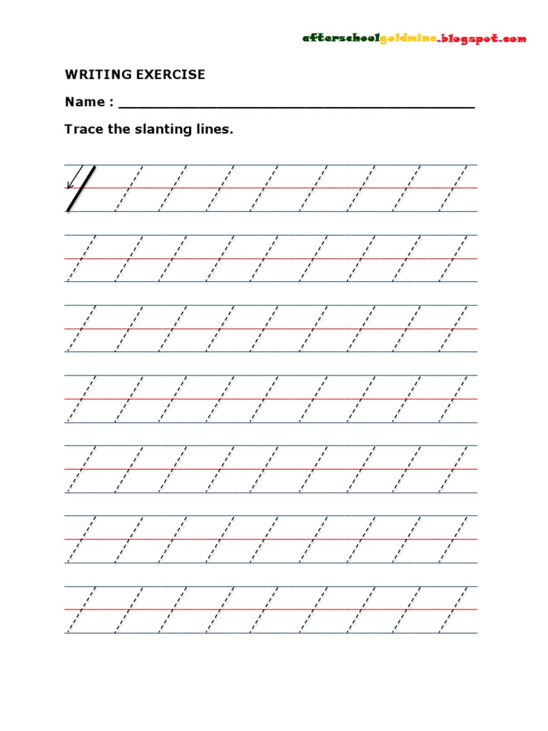 WRITING EXERCISES Trace The Lines Slanting | PDF
