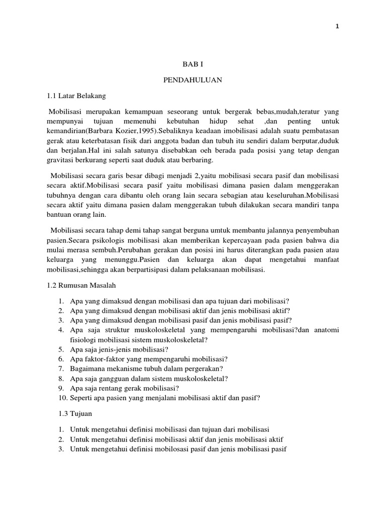 Definisi dan Jenis Mobilisasi | PDF