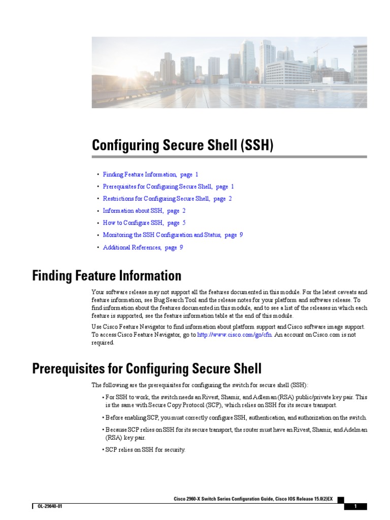 Configuring Secure Shell Ssh Finding Feature Information Pdf Secure Shell Command Line 2473