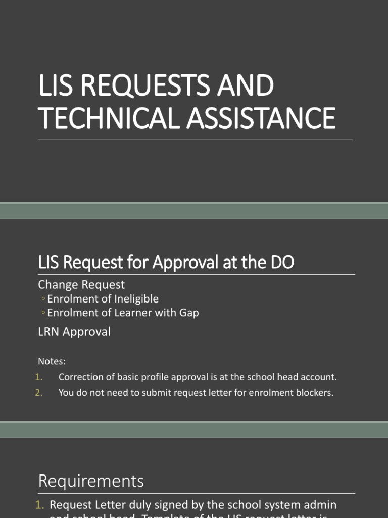 Lis Requests and Technical Assistance | PDF