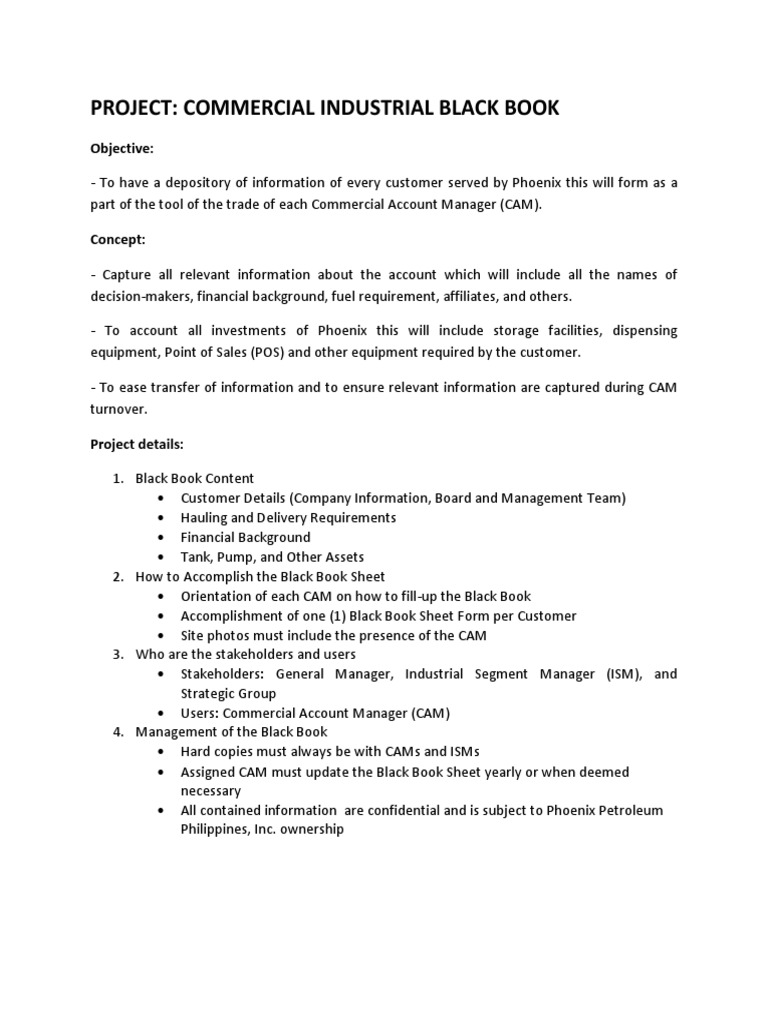 Project: Commercial Industrial Black Book: Objective | PDF | Point Of ...
