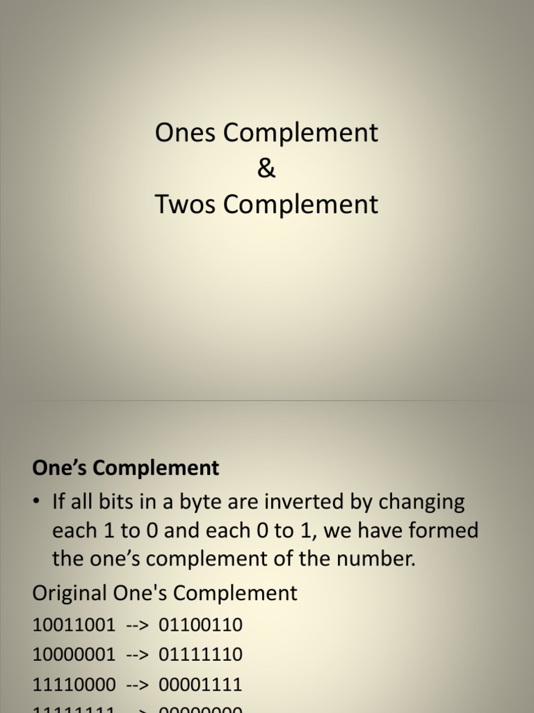 Ones Twos Complement | PDF
