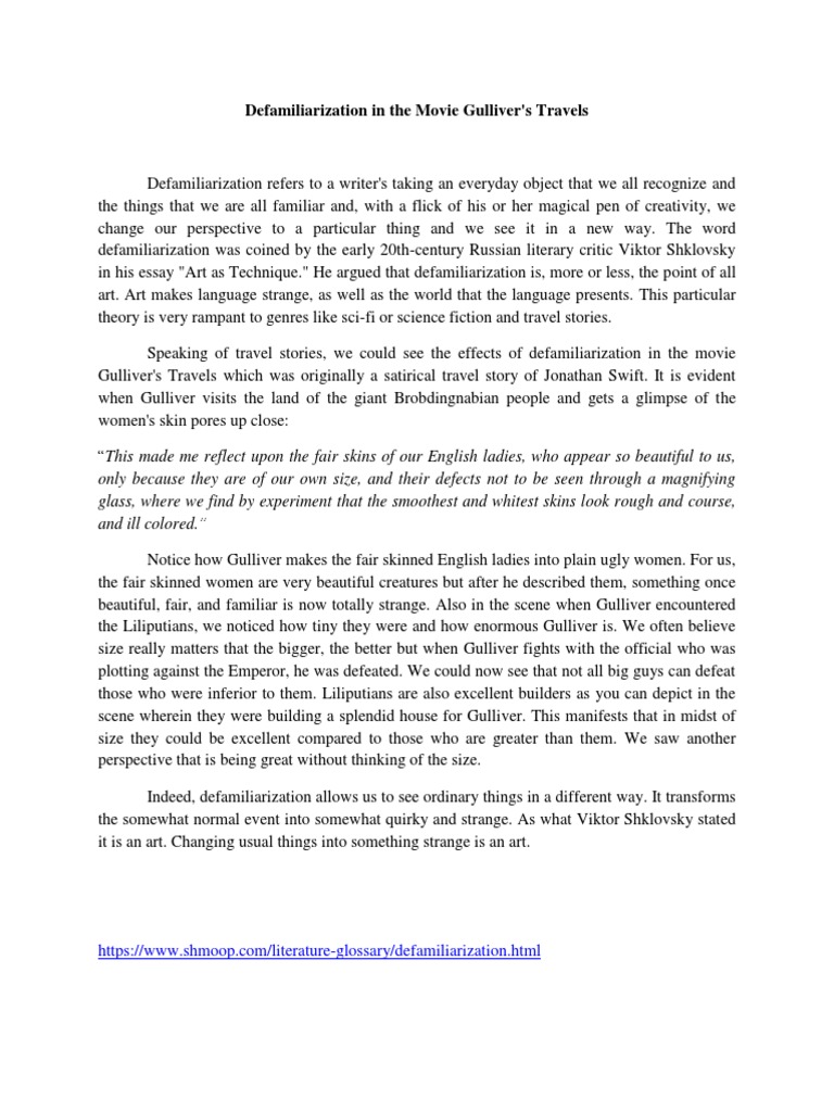 Defamiliarization in The Movie Gulliver's Travels | PDF | The Yellow ...