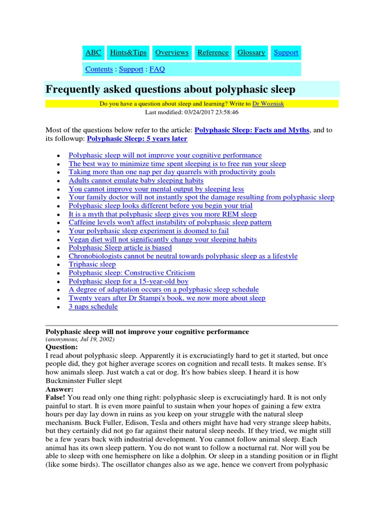 Frequently Asked Questions About Polyphasic Sleep: Polyphasic Sleep ...