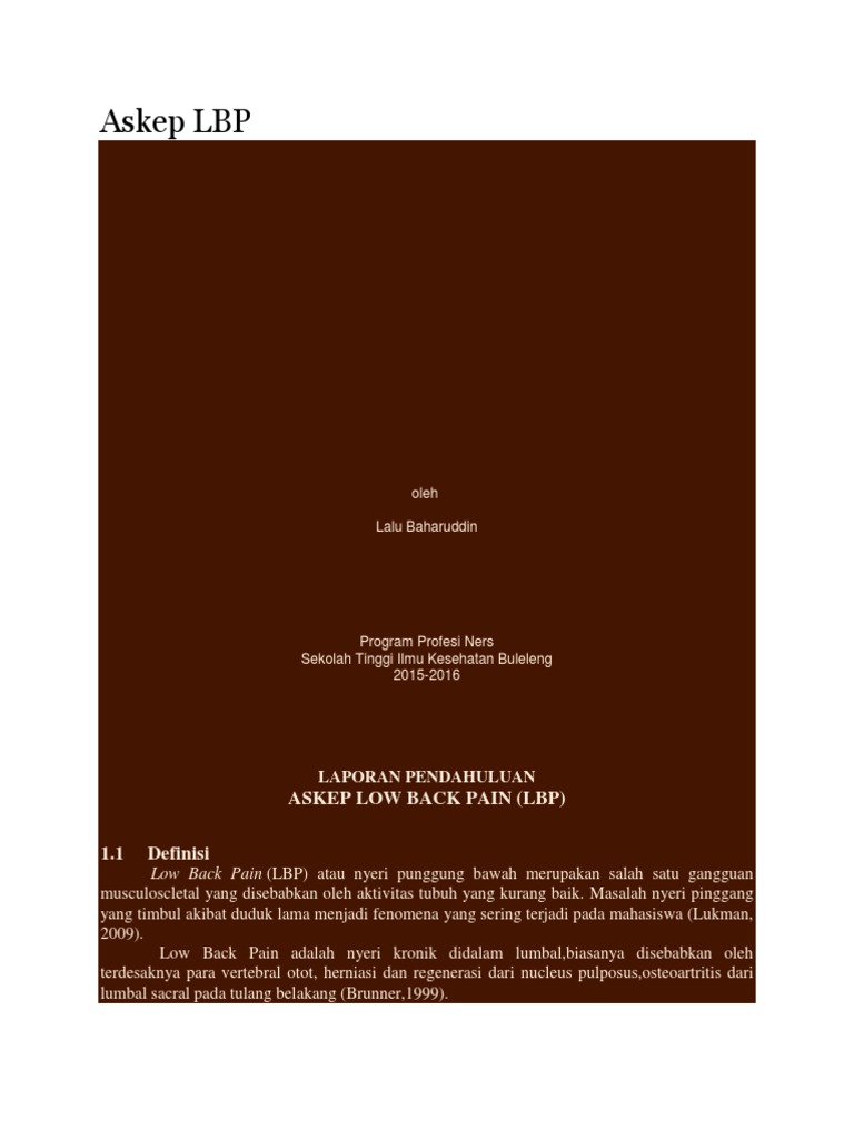Askep LBP | PDF