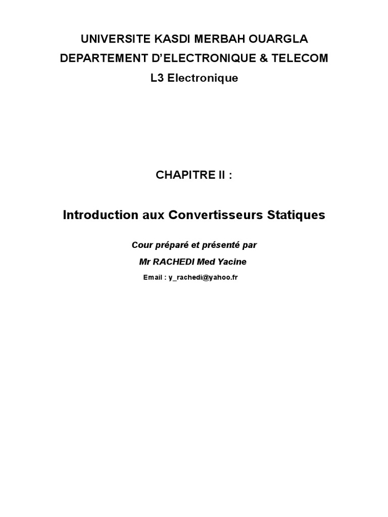 Chapitre 2 Introduction Aux Convertisseur Statique - Etudient | PDF ...