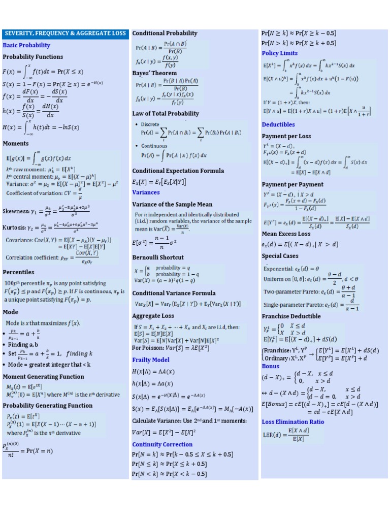 Formula Summary | PDF | Akaike Information Criterion | Normal Distribution