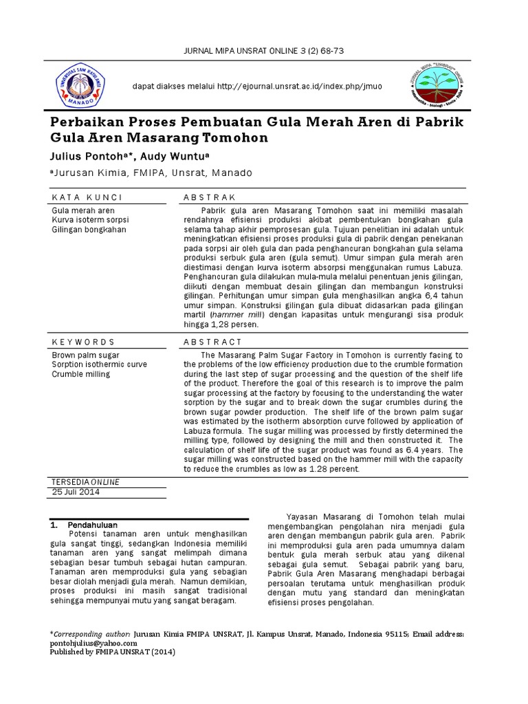 Jurnal Perbaikan-Proses-Pembuatan-Gula-Merah-Ar PDF | PDF
