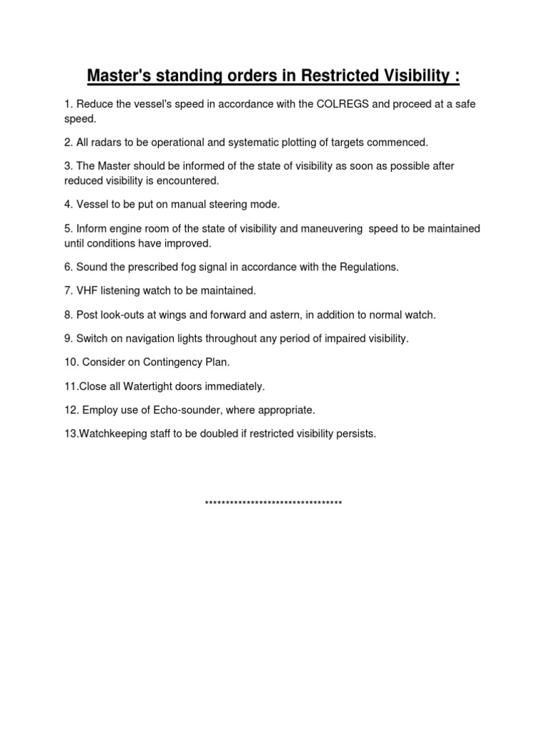 Master's Standing Orders in RV | PDF