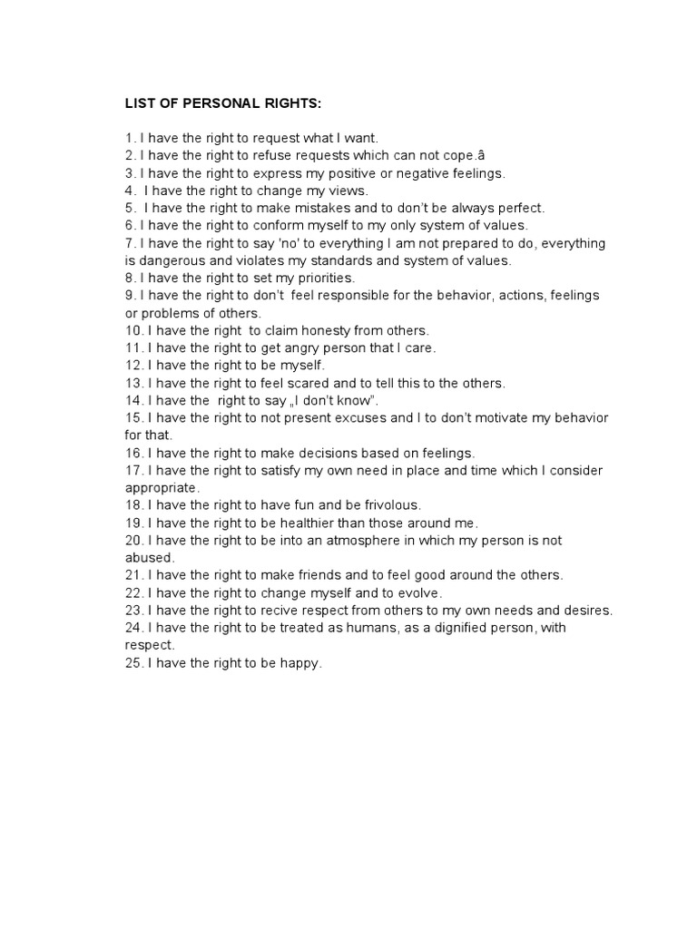List of Personal Rights | PDF
