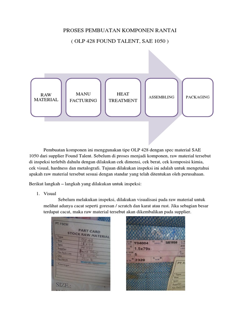 Laporan Proses Pembuatan Komponen Rantai PDF | PDF