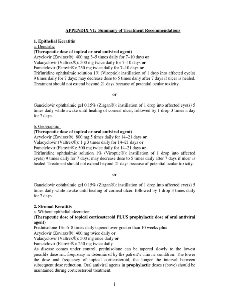 White Chodosh Appendix VI HSV FINAL | PDF | Dose (Biochemistry) | Chemistry