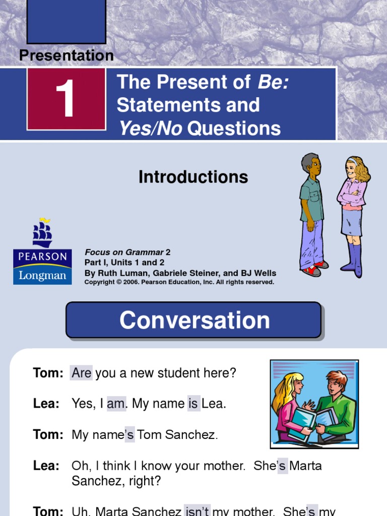 The Present of Be: Statements And: Yes/No Questions | PDF | Verb ...
