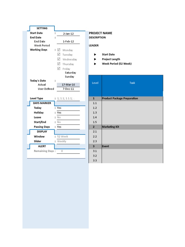 Grantt Chart Template 10 | PDF | Leisure