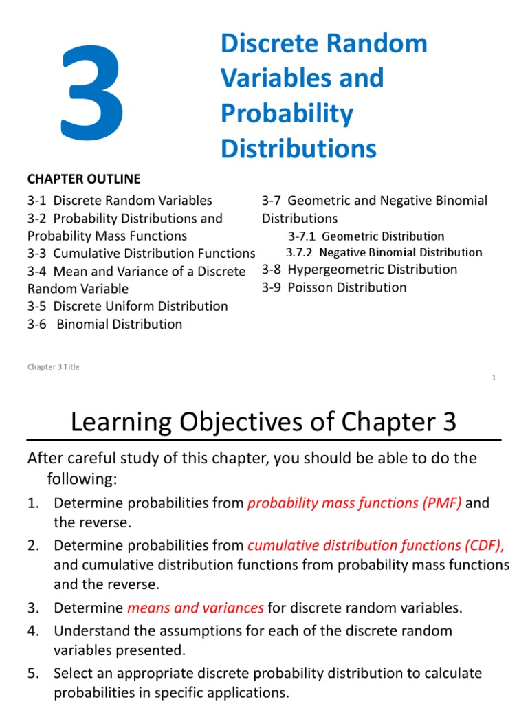 3 - (M) Discrete Random Variables & Probability Distributions | PDF | Probability Distribution ...