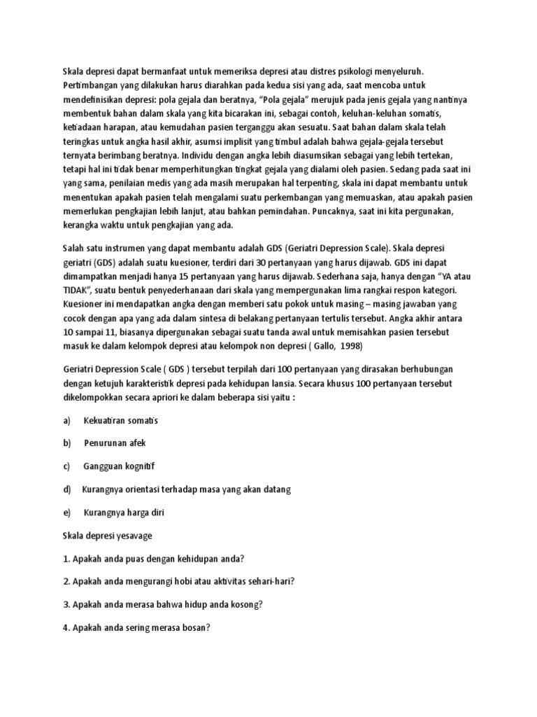 Skala Depresi Yesavage | PDF