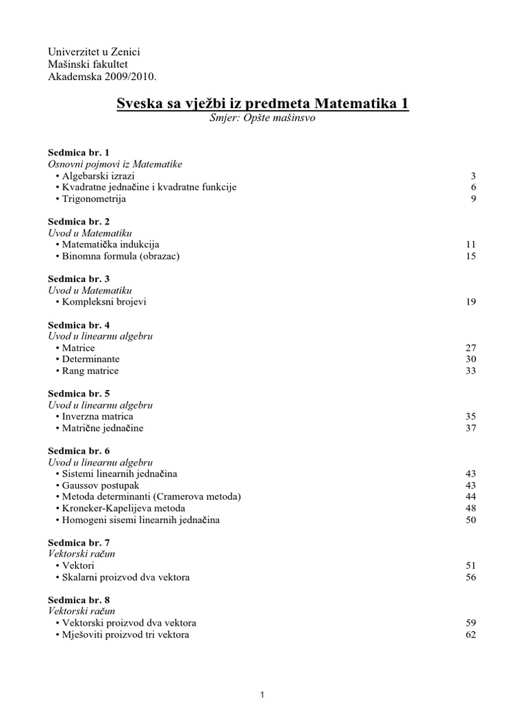 Prerađeni Zadaci Matematika-1 PDF | PDF