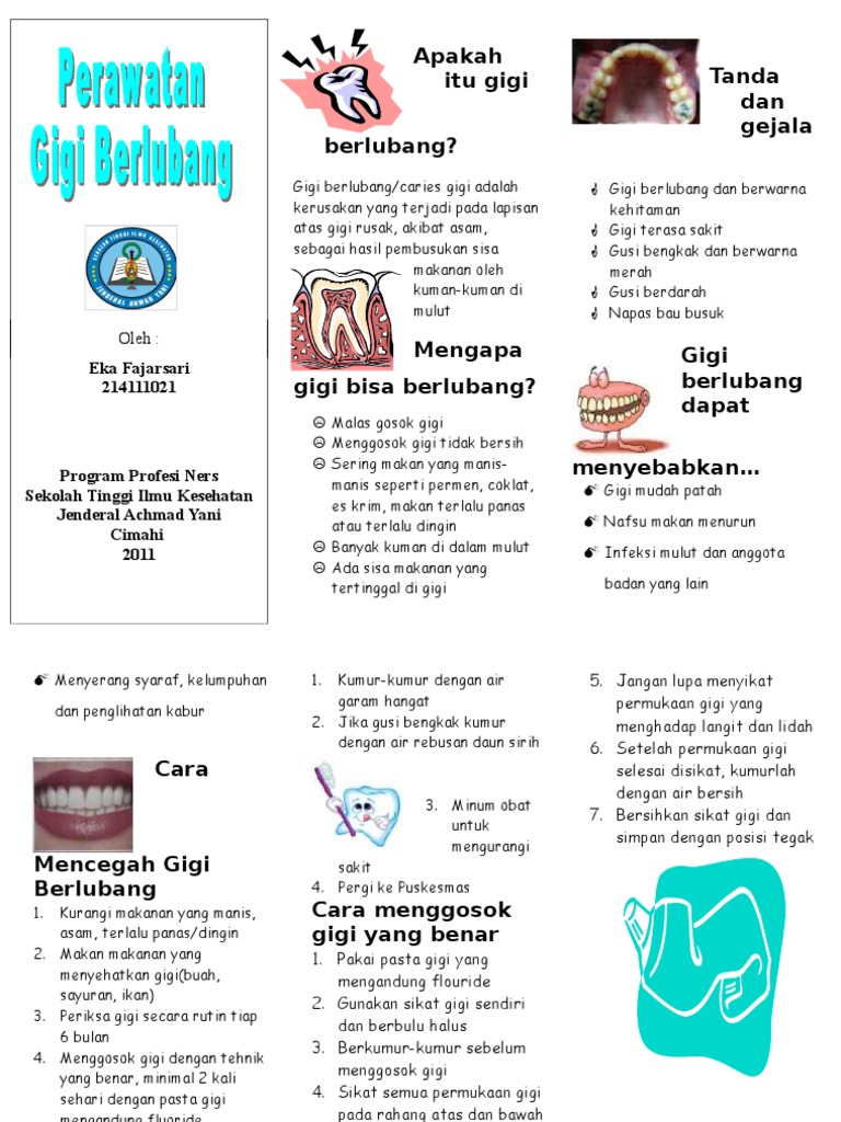 Leaflet Perawatan Gigi Berlubang | PDF