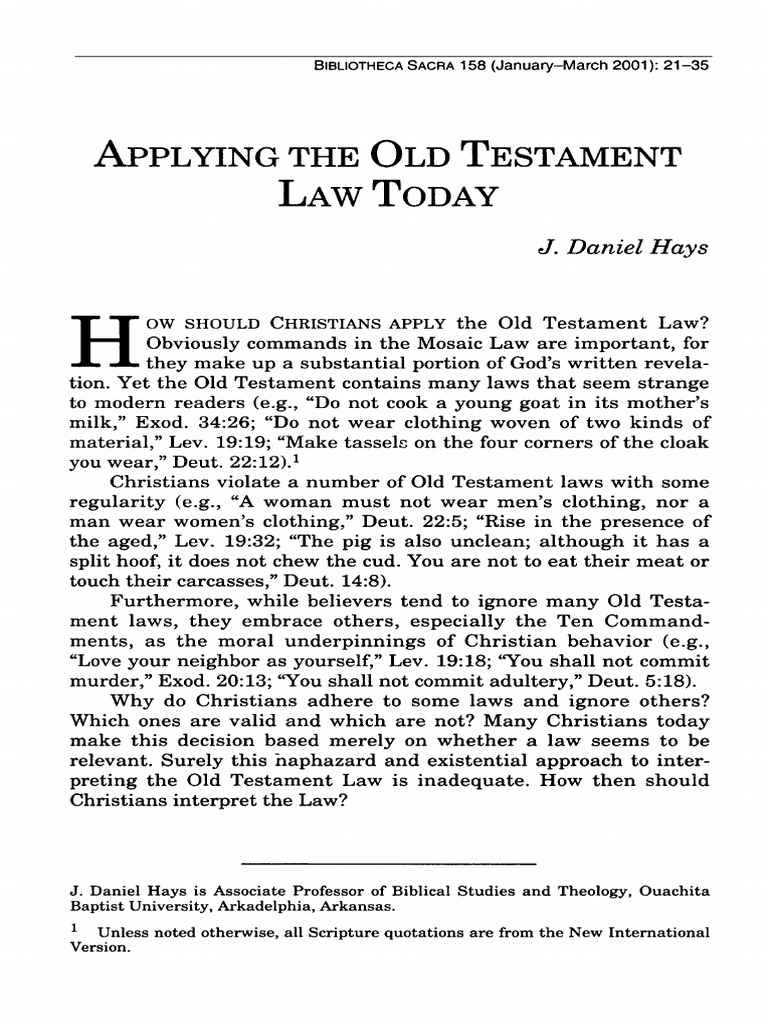 Applying The Old Testament Law Today | PDF | Book Of Exodus | Covenant ...