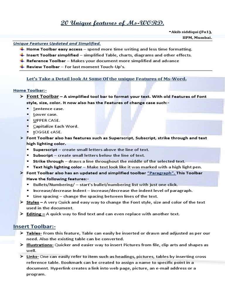Ms Word Features | PDF | Paragraph | Citation