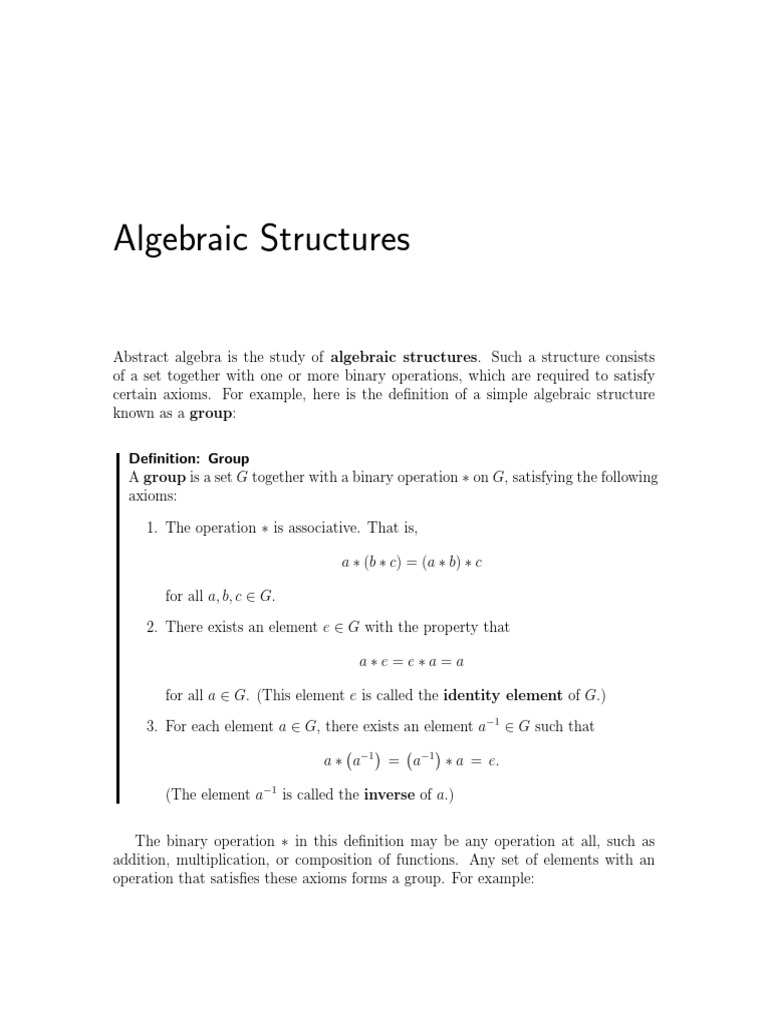 Algebraic Structures