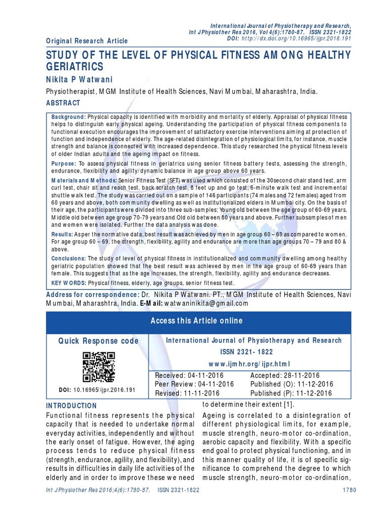 IJPR.2016.191 Kebugaran Pada Lansia | PDF | Standard Deviation | Physical Fitness