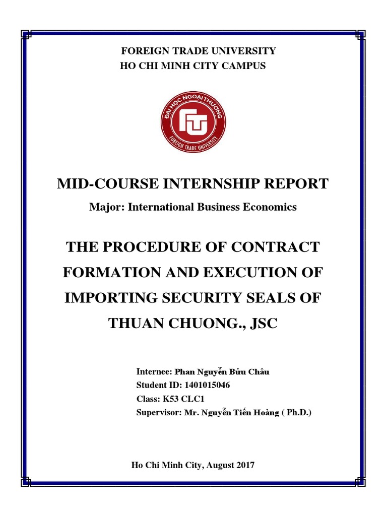 Mid-Course Internship Report: Major: International Business Economics | PDF