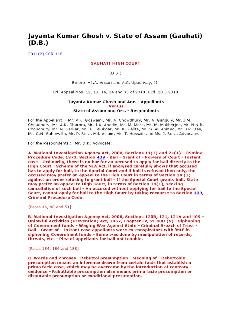 Jayanta Kumar Ghosh V | PDF | Bail | Criminal Procedure In South Africa