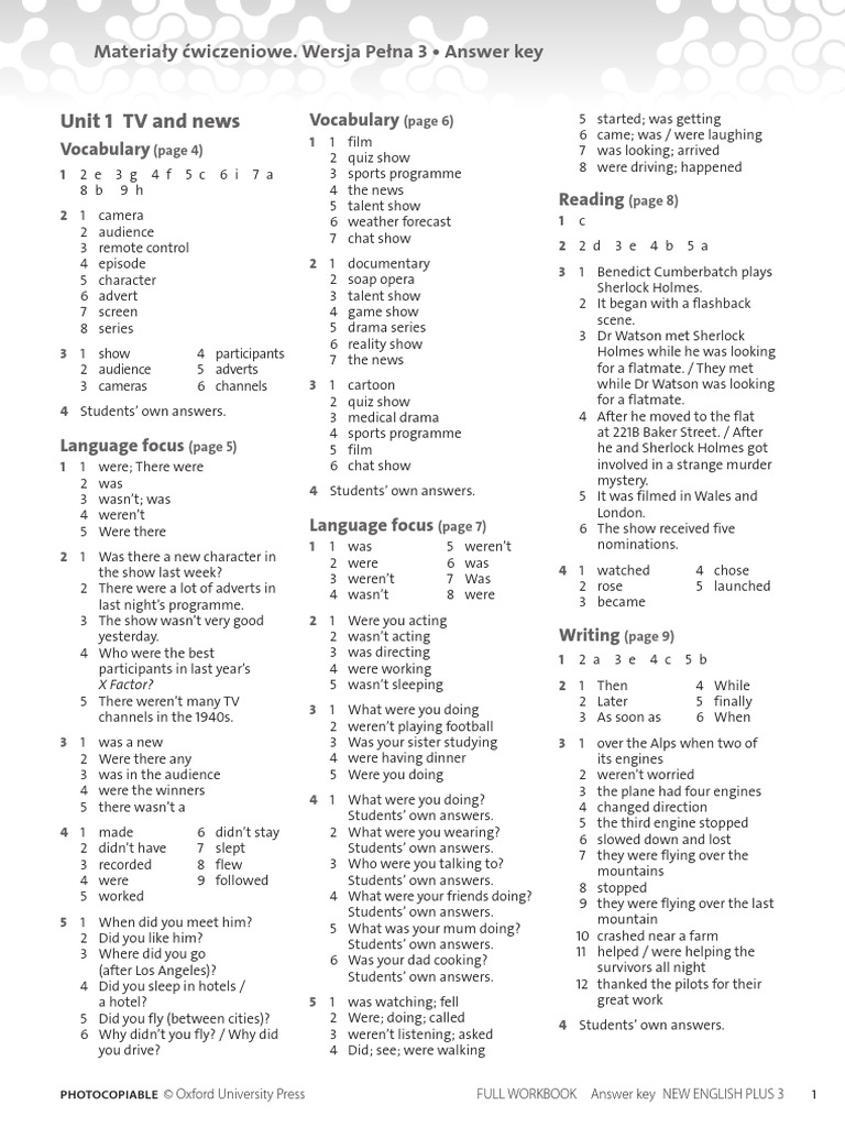 New English Plus 3 Material Vocabulary Answer Key | PDF | Dr. Watson ...