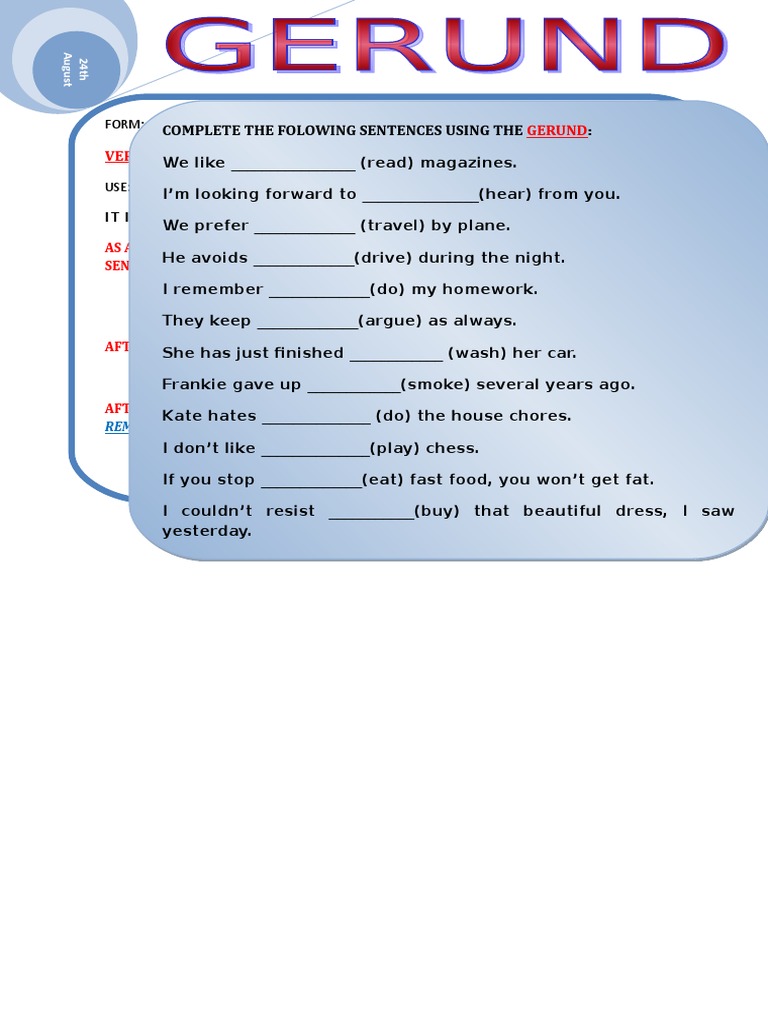 Gerund Fun Activities Games | PDF | Home & Garden