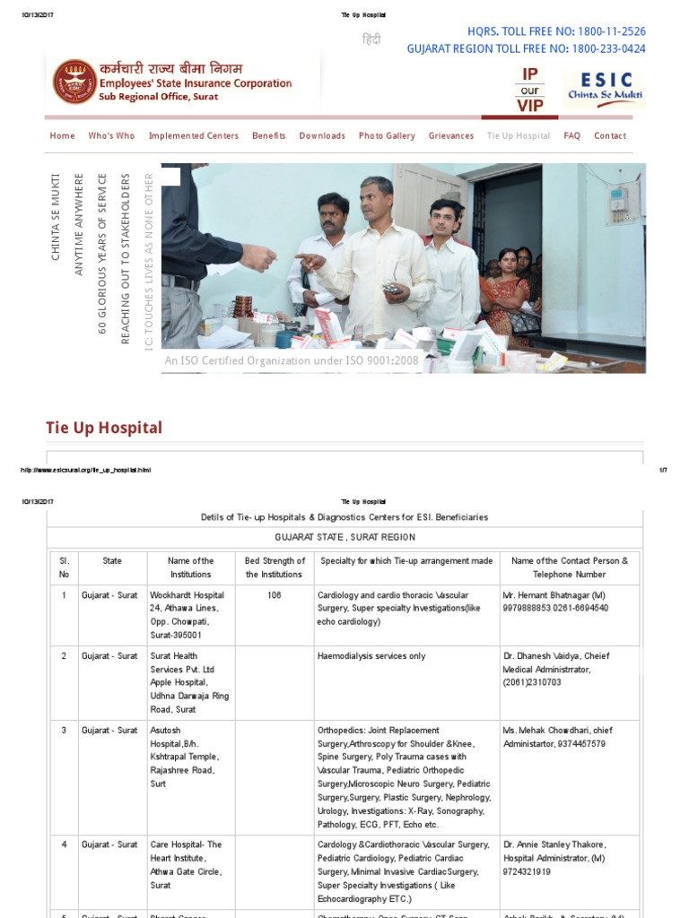 ESIC Tie-Up Hospitals in Surat | PDF