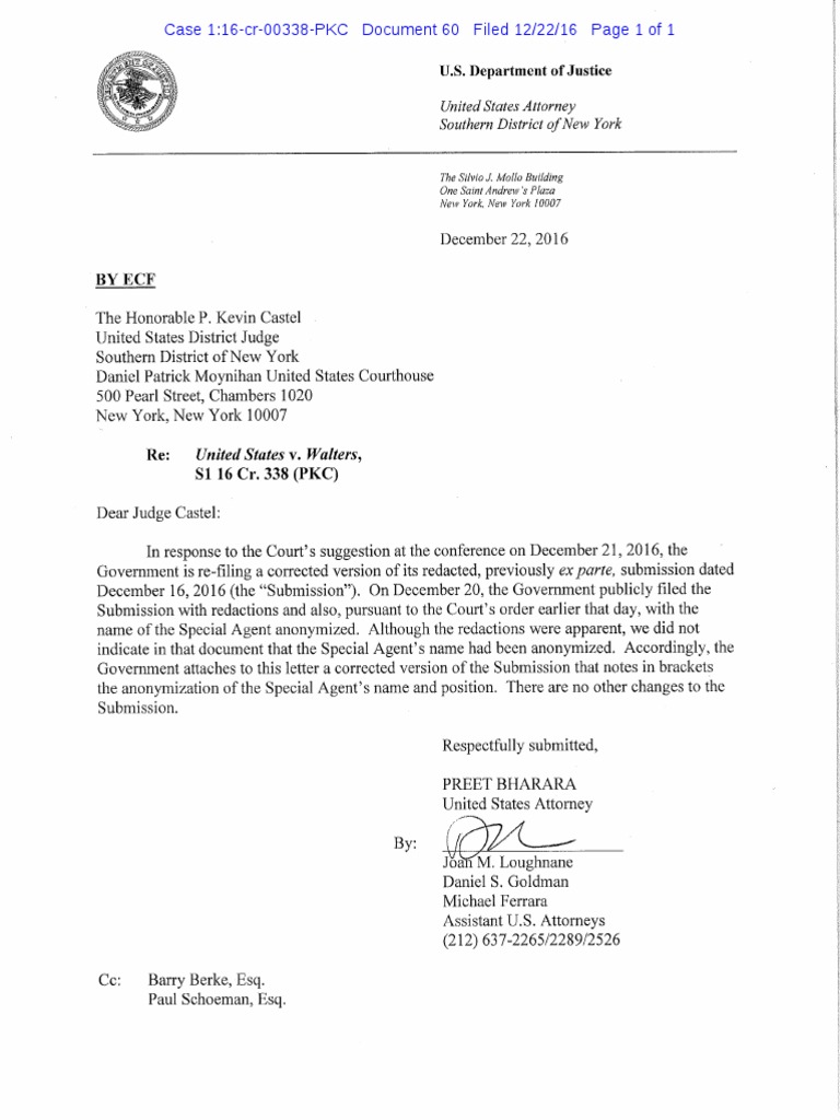 Bill Walters Doj Letter Gov Submits Attachments Not Redacted Disclosing ...