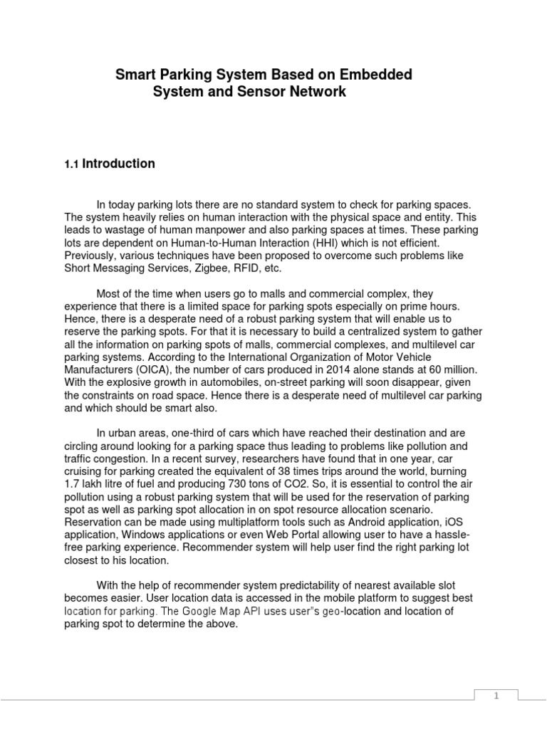 Smart Parking System Based On Embedded System | PDF | Parking ...
