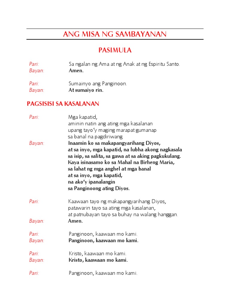 Ang Misa NG Sambayanan | PDF
