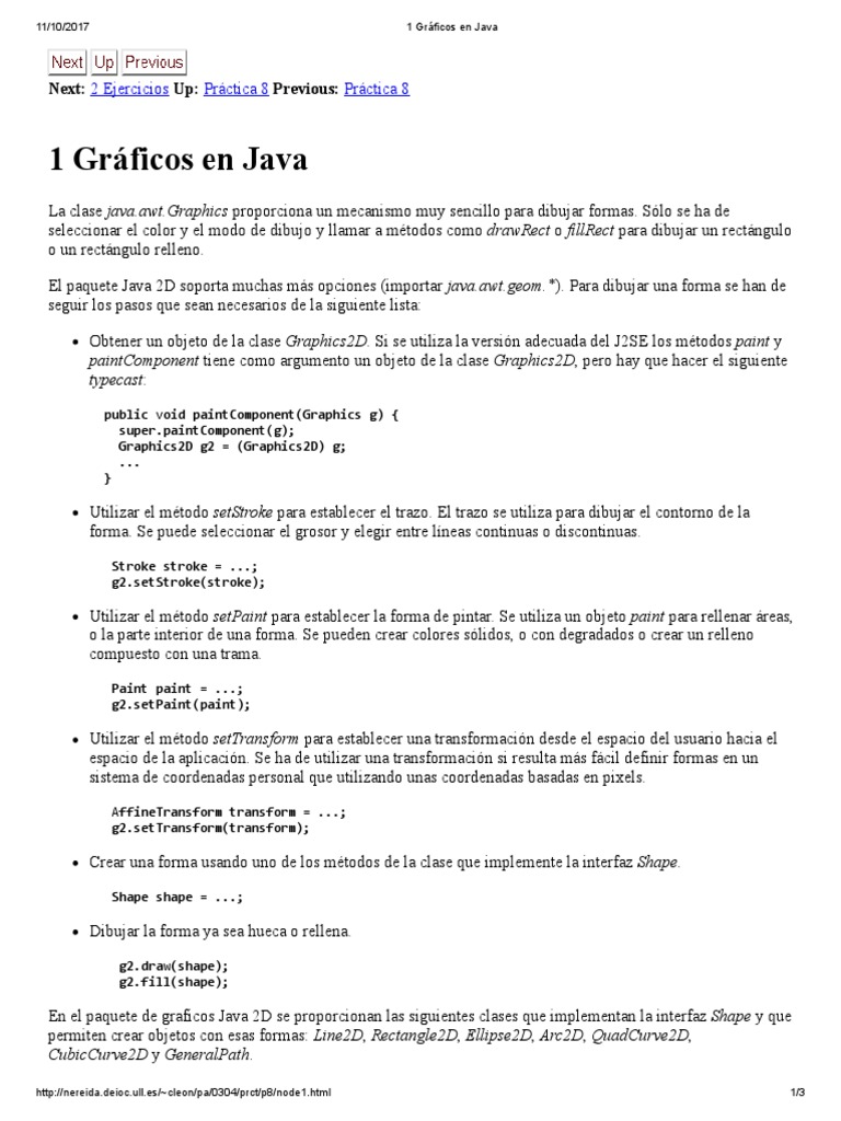 1 Gráficos en Java | PDF | Java (lenguaje de programación) | Sistema ...