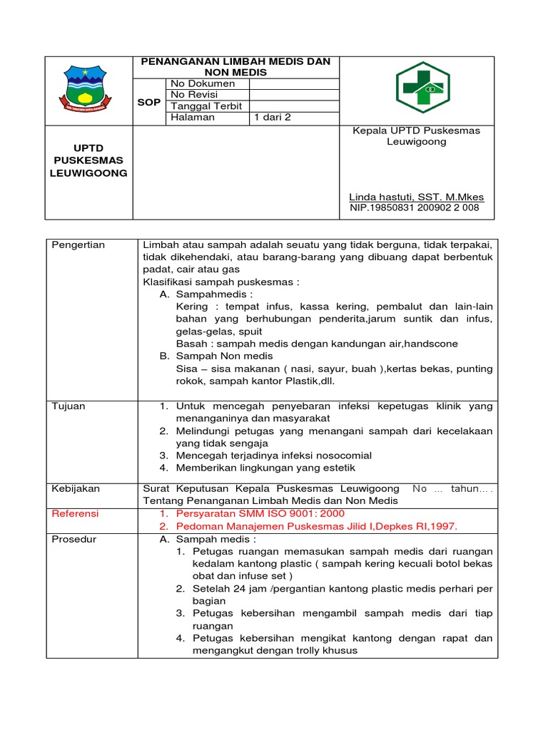 SOP Penanganan Limbah Medis dan Non Medis.docx