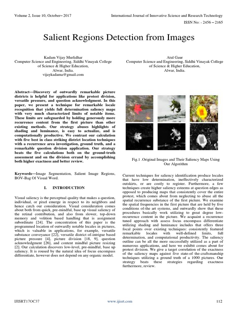 Salient Regions Detection From Images | PDF | Attention | Image Segmentation